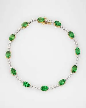 Piranesi Piranesi 18k Gold Bracelet With Tsavorite And Diamonds - Tsavorite