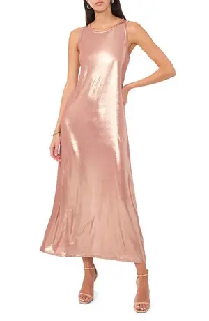 Vince Camuto Metallic Maxi Dress - Rose Clay
