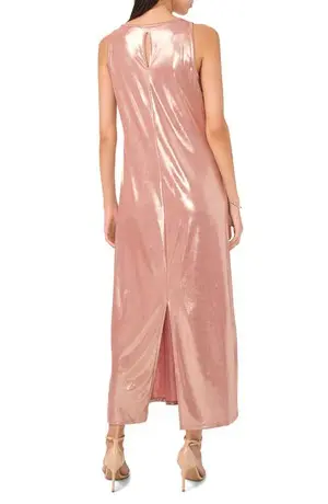 Vince Camuto Metallic Maxi Dress - Rose Clay