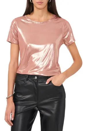 Vince Camuto Metallic Top - Rose Clay