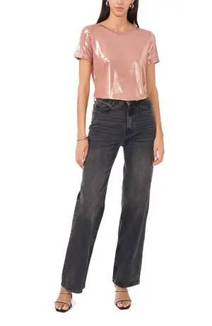 Vince Camuto Metallic Top - Rose Clay