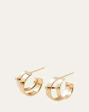 NOUVEL HERITAGE 18k Diamond Double Hoop Earrings - Gold