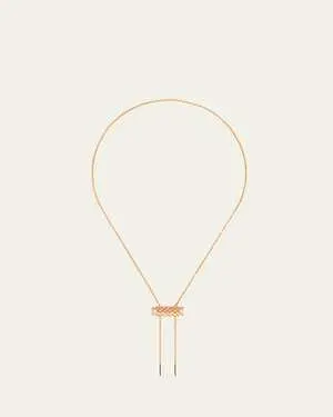 NOUVEL HERITAGE 18k Diamond Latch Pendant Lariat Necklace - Rose Gold