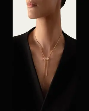 NOUVEL HERITAGE 18k Diamond Latch Pendant Lariat Necklace - Rose Gold