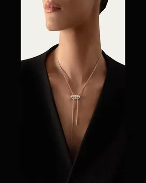 NOUVEL HERITAGE 18k Diamond Latch Pendant Lariat Necklace - Rose Gold