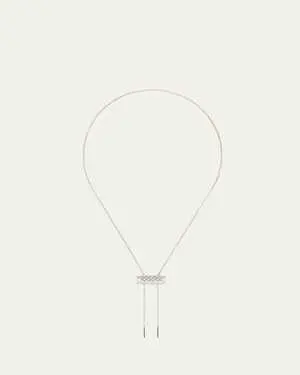 NOUVEL HERITAGE 18k Diamond Latch Pendant Lariat Necklace - White Gold