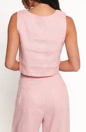 PETAL & PUP Devlin Linen Crop Tank - Blush