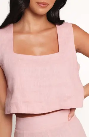 PETAL & PUP Devlin Linen Crop Tank - Blush