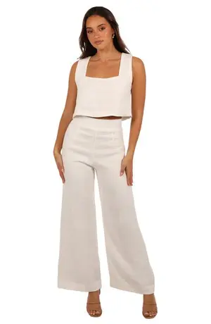 PETAL & PUP Devlin Linen Crop Tank - Cloud White