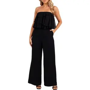 PETAL & PUP Georgiana Strapless Jumpsuit - Black
