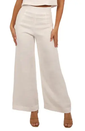 PETAL & PUP Devlin Linen Wide Leg Pants - Cloud White