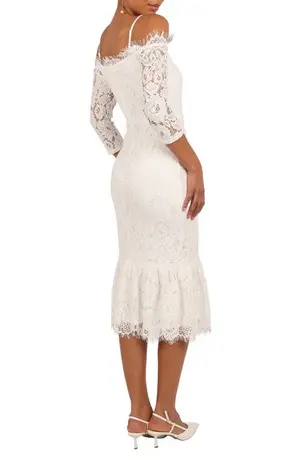 PETAL & PUP Lindy Lace Cold Shoulder Midi Dress