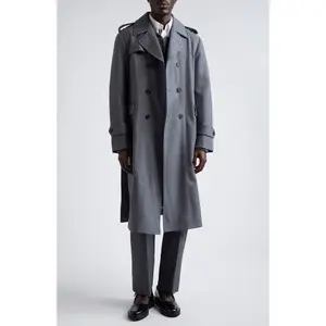 Thom Browne Unstructured Wool Blend Twill Trench Coat