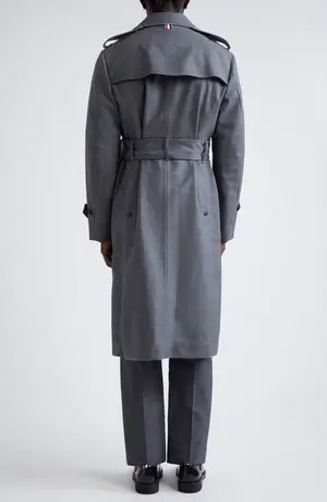 Thom Browne Unstructured Wool Blend Twill Trench Coat