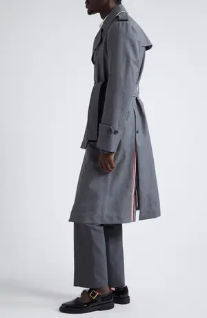Thom Browne Unstructured Wool Blend Twill Trench Coat