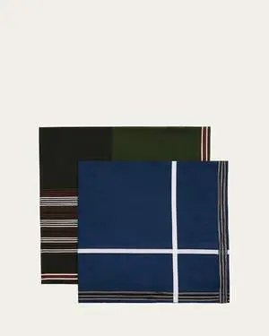 Simonnot Godard 2-pack Egyptian Cotton Handkerchiefs - Indigo Green