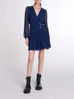 Maje Cupro Short Ruffled Dress