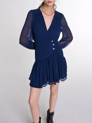 Maje Cupro Short Ruffled Dress
