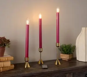 BETHLEHEM LIGHTS As Is Flameless Taper Candles &holder - One-color