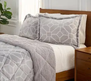 BERKSHIRE BLANKET Berkshire Printed Velvetsoft Reverse Sherpa Comforter-full - One-color