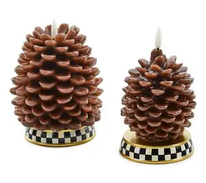 MACKENZIE-CHILDS As Is Set Of 2 Pinecone Flicker Candles - One-color