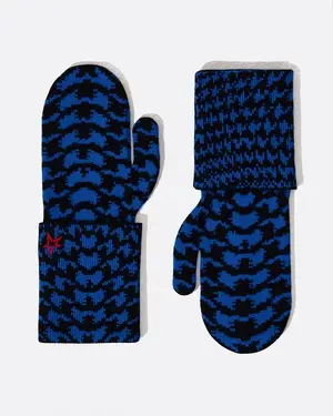 Perfect Moment Twisted Houndstooth Après Mittens - True-indigo