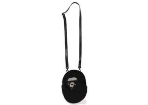 A BATHING APE Ape Head Faux Fur Mini Shoulder Bag - Black
