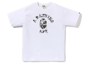 A BATHING APE Heather Gray Camo College Tee Shirt - White