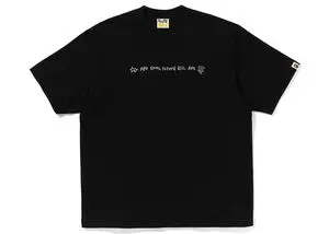 A BATHING APE Hand Drawn Logo Relaxed Fit Tee Shirt - Black