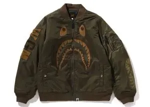 A BATHING APE Shark Ma1 Jacket - Olive