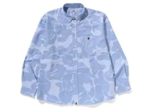 A BATHING APE Stripe Camo Relaxed Fit Shirt - Blue