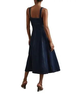 REISS Lyle Denim Midi Dress