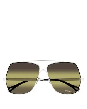 Chloé Aly Square Sunglasses Silver/green Gradient