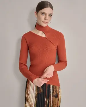 Dkny Asymmetrical Cutout Sweater - Russet