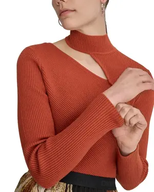 Dkny Asymmetrical Cutout Sweater - Russet