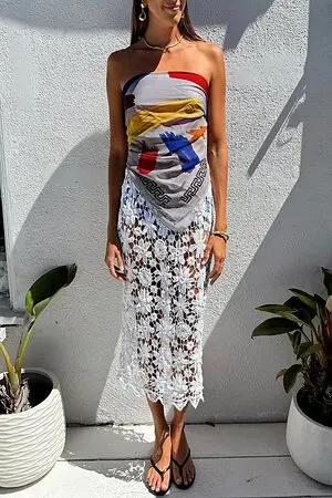 MADLY VINTAGE Floral Crochet Lace Skirt