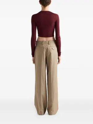 Prada Intarsia-knitted Logo Top - Red