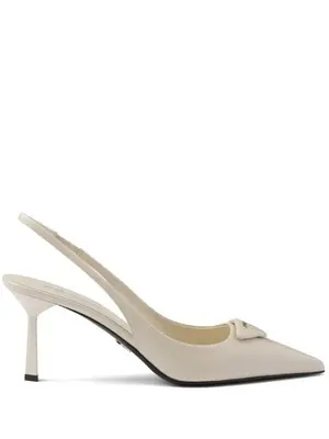 Prada 75mm Leather Slingback Pumps - Neutrals