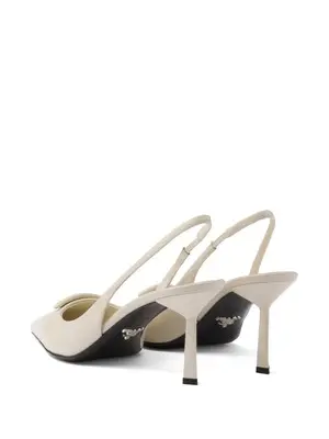 Prada 75mm Leather Slingback Pumps - Neutrals
