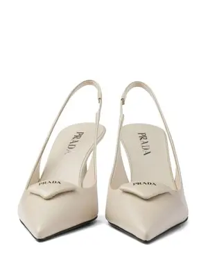 Prada 75mm Leather Slingback Pumps - Neutrals