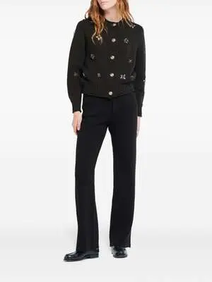 BARRIE Embroidered Cashmere Cardigan - Black