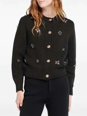 BARRIE Embroidered Cashmere Cardigan - Black