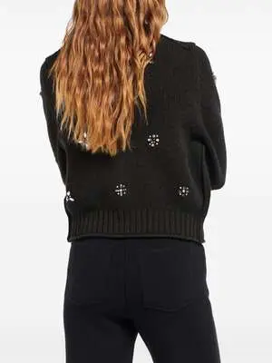 BARRIE Embroidered Cashmere Cardigan - Black