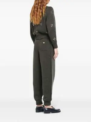 BARRIE Embroidered Cashmere Cardigan - Green