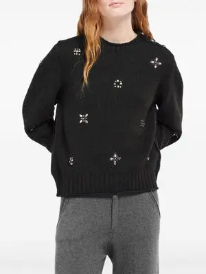 BARRIE Embroidered Cashmere Jumper - Black