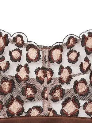 FLEUR DU MAL Leopard-embroidered Boned Bralette