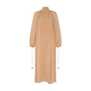 Chloé Chloe Pleated Silk Dress - Brown