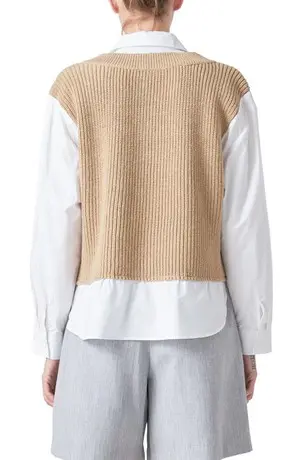 GREY LAB Layered Look Sweater With Shirt