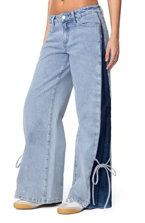 EDIKTED Contrast Panel Wide Leg Jeans