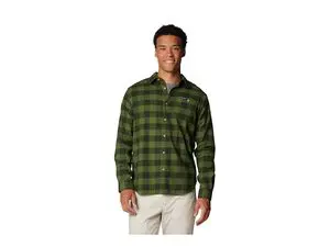 Columbia Cornell Woodstm Flannel Long Sleeve Shirt Men's Clothing Black Backland Tartan Green